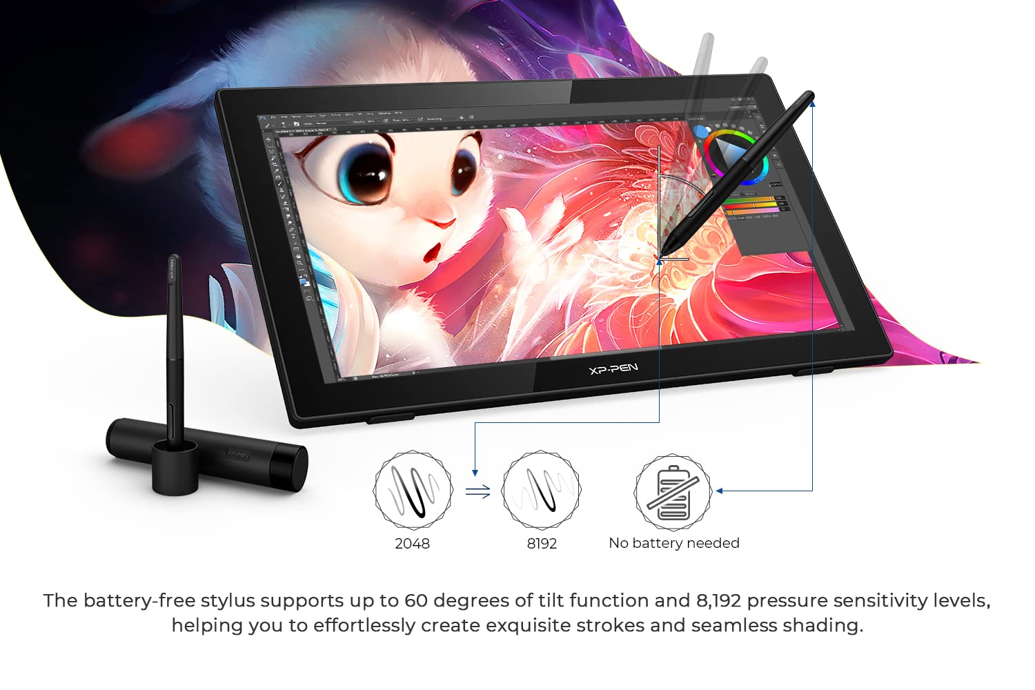 XPPen Artist 22 2nd Drawing Tablet with Screen Graphics Tablet 122% sRGB with 8192 Levels Battery-Free Stylus, 21.5inch Pen Display Compatible with Windows, Mac, Linux with Adjustable Stand