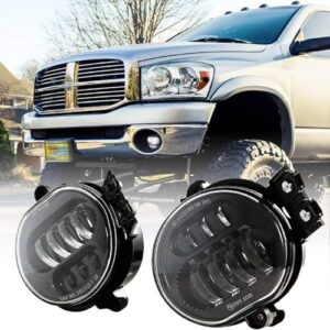 bicyaco new version led fog light compatible with dodge ram 1500 2002-2008 dodge ram 2500/3500 pickup truck 2003 2004 2005 2006 2007 2008 2009-1 pair black