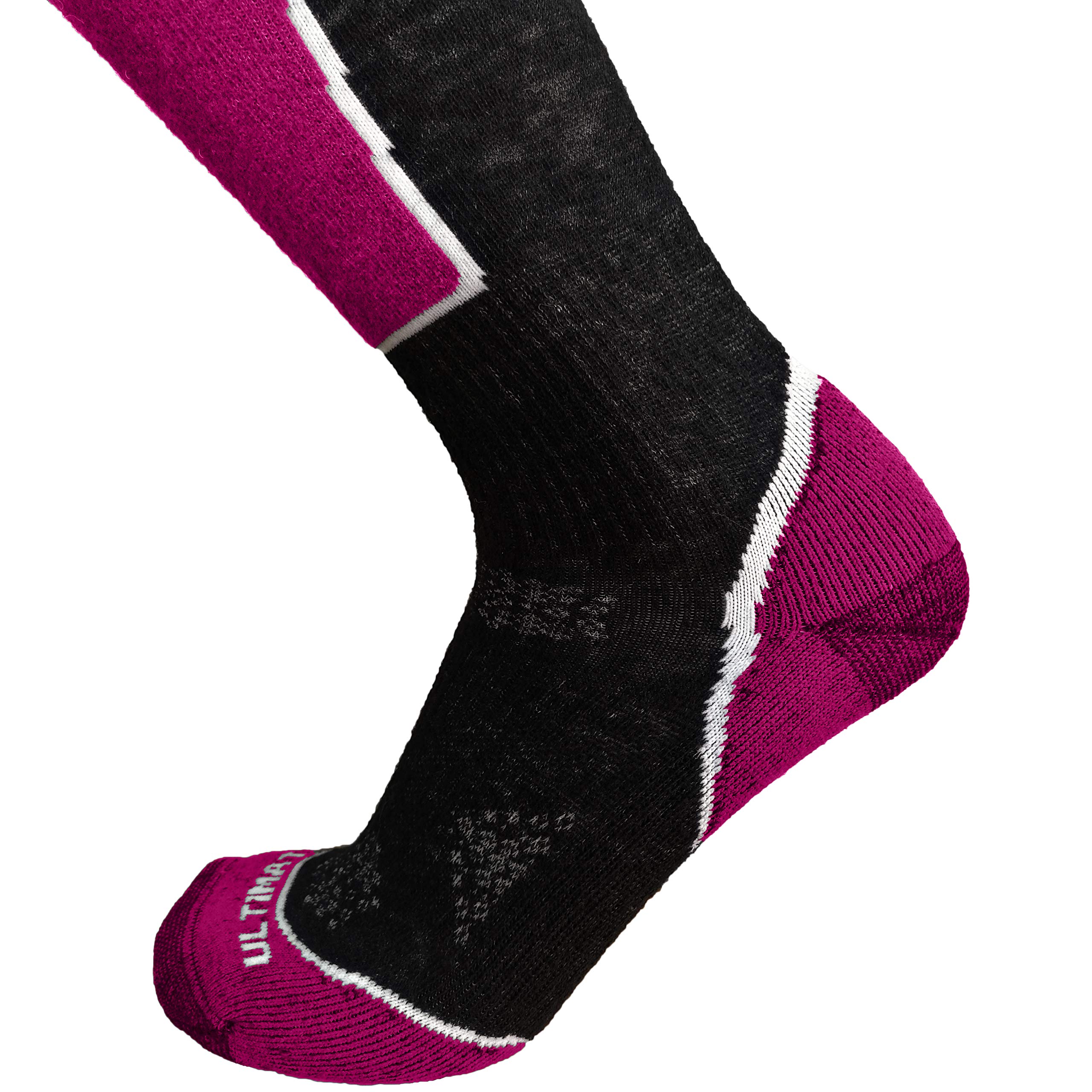 Ultimate Socks Womens Lightweight Merino Wool Ski Snowboard Performance Raspberry Medium 7-9.5