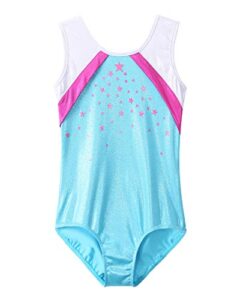 baohulu gymnastics leotards for little girls stiching ribbons one-piece dance outfit b164_lightblue_4a