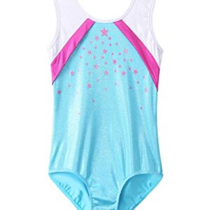 BAOHULU Gymnastics Leotards for Little Girls Stiching Ribbons One-piece Dance Outfit B164_LightBlue_4A