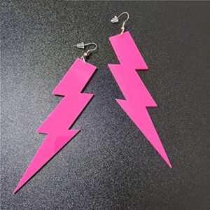 RUIZHEN Multicolor to Choose Acrylic Exaggerated Women Lightning Bolt Dangle Earrings (rose red)