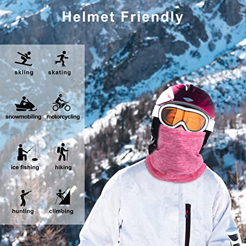 mysuntown Balaclava Face Mask, Balaclava Ski Mask, UV Protector Pooh Shiesty Mask,Cycling Balaclava WomenNeck Scarf for Men, Pink, for Winter