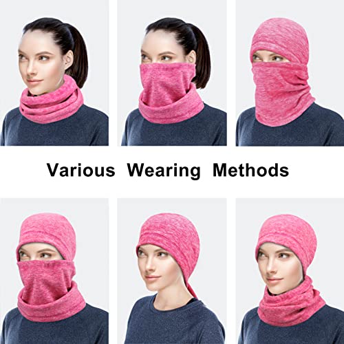 mysuntown Balaclava Face Mask, Balaclava Ski Mask, UV Protector Pooh Shiesty Mask,Cycling Balaclava WomenNeck Scarf for Men, Pink, for Winter