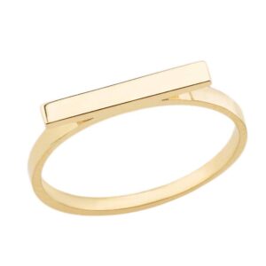 women's 10k yellow gold dainty high polish horizontal bar ring (size 11)