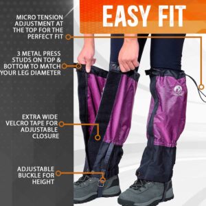 Pike Trail Waterproof Adjustable Leg Gaiters: For Hiking in Mud, Sand, and Snow - Hunting, Mountain Climbing, or Snowshoeing