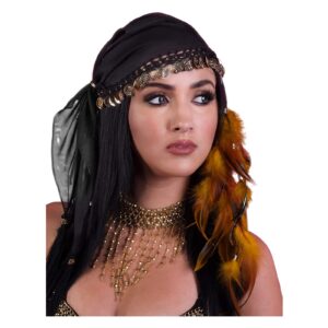 gypsy head scarf with coins (black/gold)