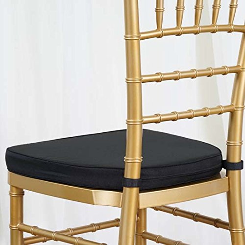 Tableclothsfactory 50PCS Black Chiavari Chair Cushion for Wood Resin Chiavari Chairs Party Event Decoration - 2" Thick