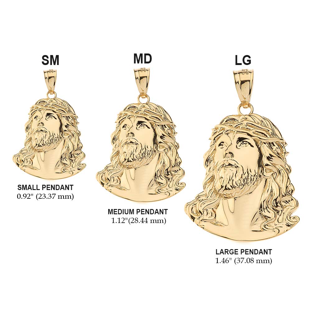 14K Yellow Gold Jesus Head 3/4” Pendant