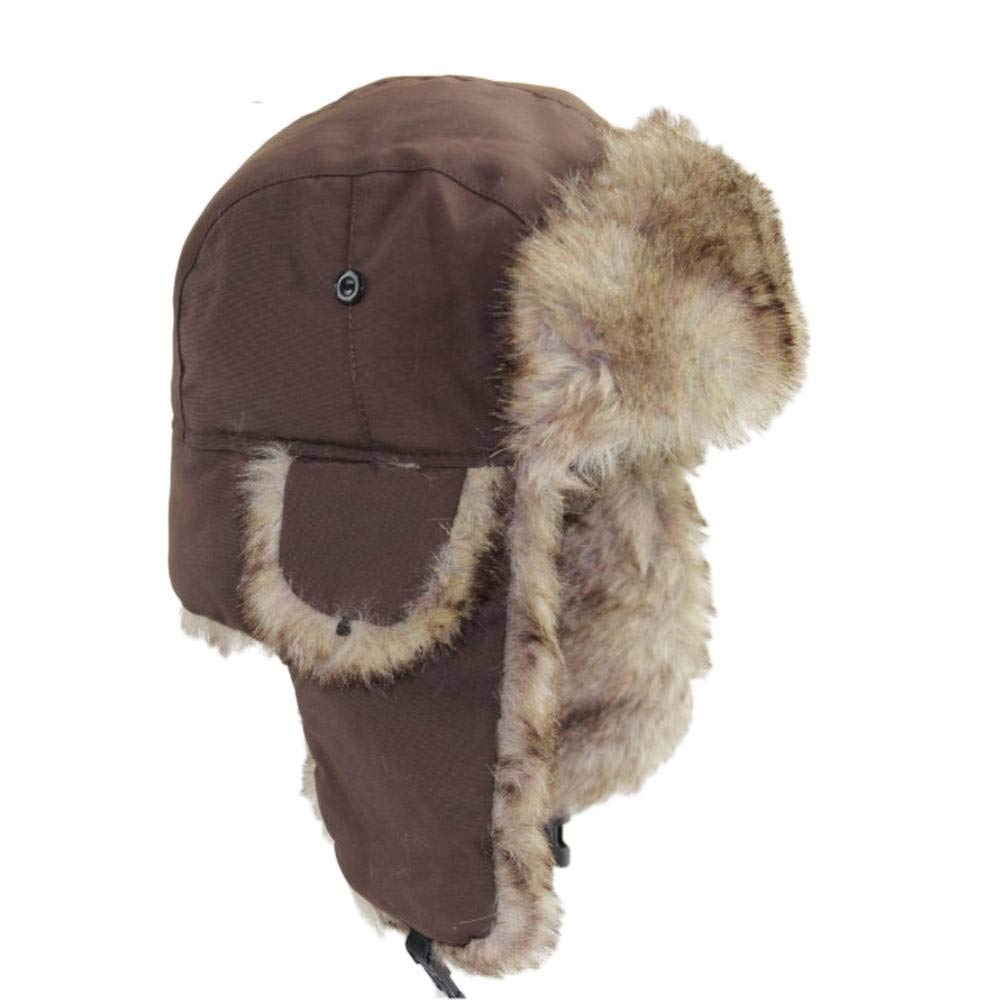 ASWER Trapper Warm Russian Trooper Hat Winter Skiing Cap Women Men Windproof Coffee