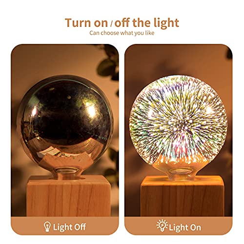 Porseme 3D Fireworks Decorative Light Bulb, E26 Base, 7W, AC100-240V, Glass Bulbs with Soft Warm Light, Shiny Decor for Home, Bedroom, Party (Included 1 G125 Bulb)