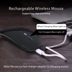 Uciefy Q5 Slim Rechargeable Wireless Mouse, 2.4G Portable Optical Silent Ultra Thin Wireless Computer Mouse with USB Receiver and Type C Adapter, Compatible with PC, Laptop, Notebook, Desktop Black