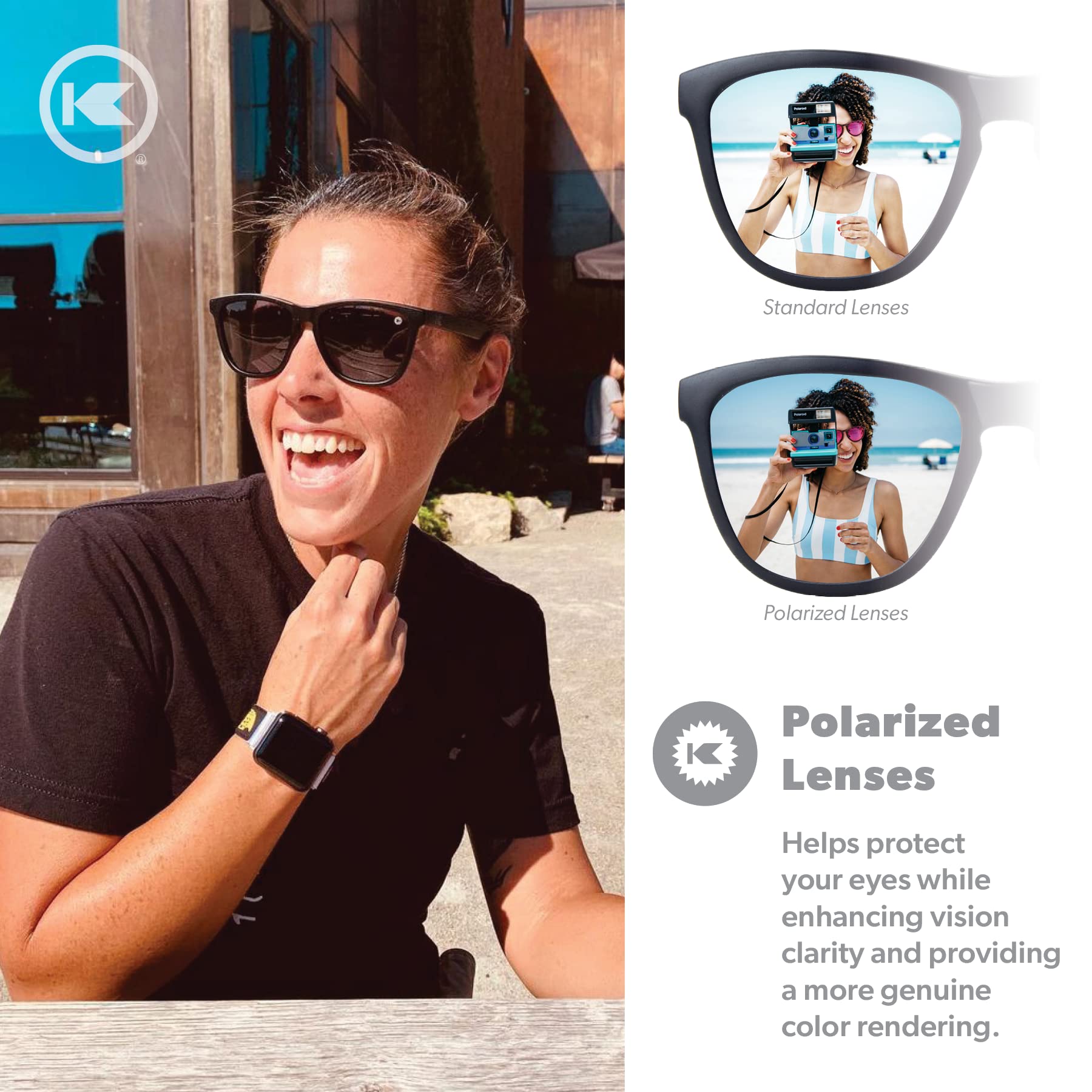 Knockaround Premiums Polarized Sunglasses for Men & Women - Impact Resistant Lenses & Full UV400 Protection, Black On Black Frames/Black Lenses