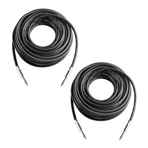 yoico 2pcs 50 feet professional 1/4" to 1/4" speaker cables, pair 50 ft 12 gauge 1/4 male inch audio amplifier connection heavy duty cord wire