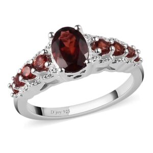 shop lc red garnet ring for women 925 sterling silver statement jewelry gifts for women size 8 ct 1.16 birthday gifts