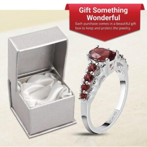 SHOP LC Red Garnet Ring for Women 925 Sterling Silver Statement Jewelry Gifts for Women Size 8 Ct 1.16 Birthday Gifts