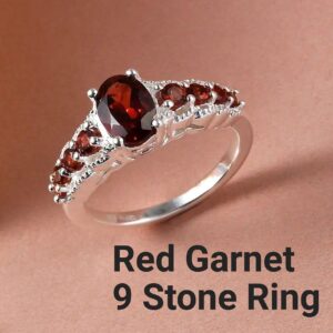 SHOP LC Red Garnet Ring for Women 925 Sterling Silver Statement Jewelry Gifts for Women Size 8 Ct 1.16 Birthday Gifts