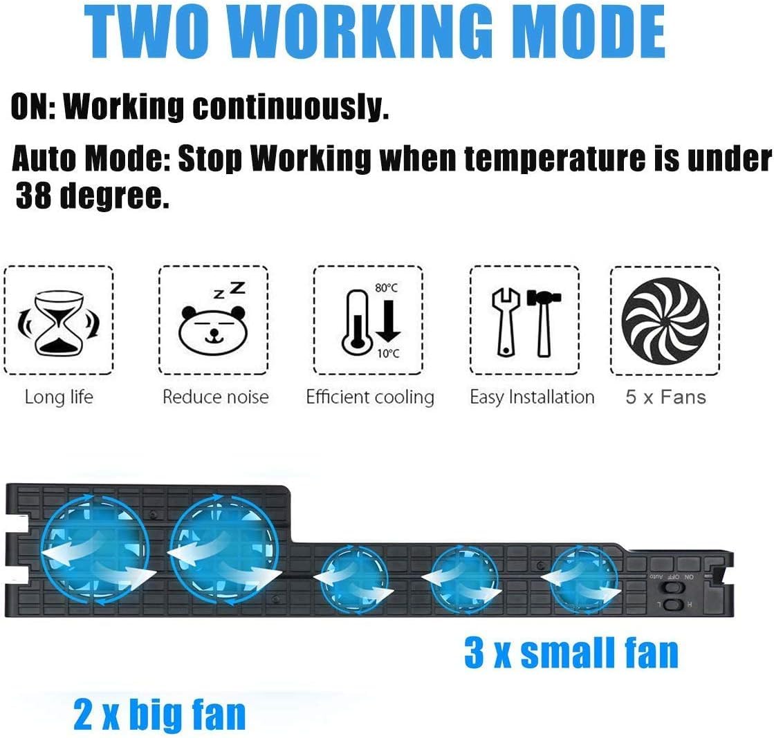 Linkstyle Cooling Fan for PS4 PRO, USB External Cooler 5 Fan Turbo Temperature Control for Sony Playstation Pro Gaming Console