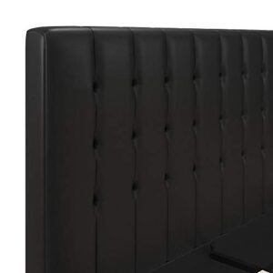 DHP Emily Upholstered Platform Bed with Modern Vertical Tufted Headboard, No Box Spring Needed, King, Black Faux Leather