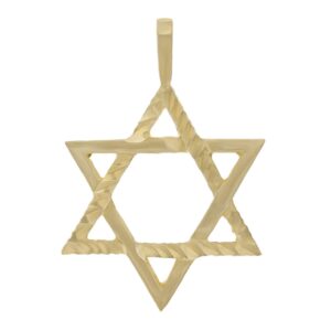 14k yellow gold diamond-cut star of david charm pendant