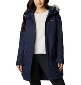 columbia women's suttle mountain long insulated jacket, dark nocturnal, 2x plus