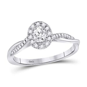 14kt white gold oval diamond solitaire bridal wedding engagement ring 1/3 cttw