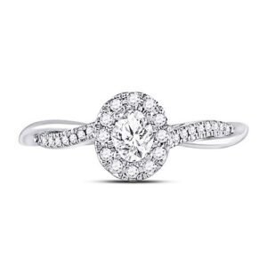 14kt White Gold Oval Diamond Solitaire Bridal Wedding Engagement Ring 1/3 Cttw