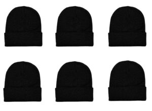 gelante unisex knitted winter beanie hat 6 pcs 2040-blk-6pc black