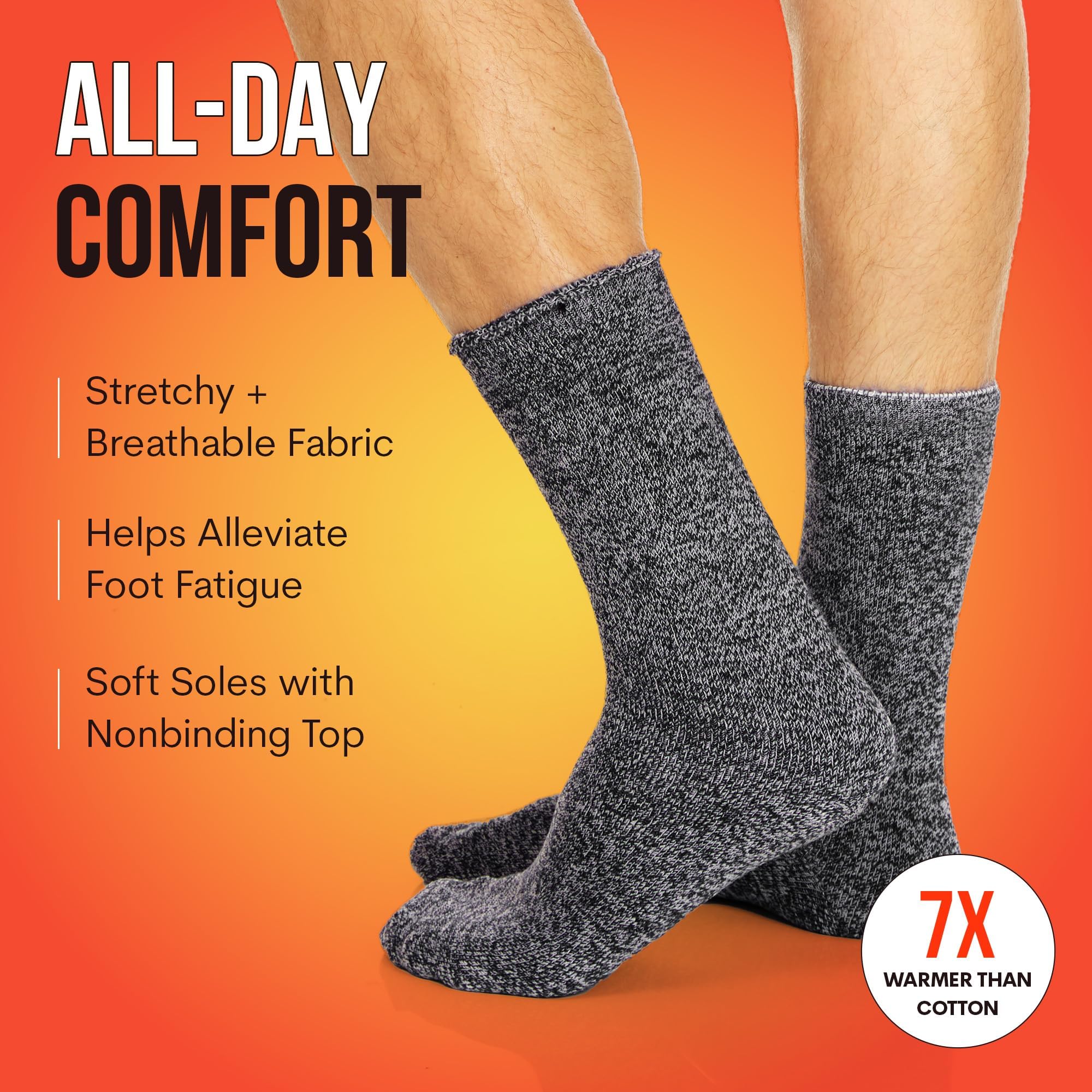 UNIQUE STYLES ASFOOR - Thermal Winter Socks for Men, Moisture-Wicking Warm Socks for Men, Hiking Socks & Ski Socks for Outdoors, 3 Pairs of Thick Socks for Men