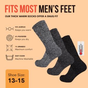 UNIQUE STYLES ASFOOR - Thermal Winter Socks for Men, Moisture-Wicking Warm Socks for Men, Hiking Socks & Ski Socks for Outdoors, 3 Pairs of Thick Socks for Men