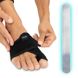 vive bunion brace (pair) - big toe corrector straightener with splint - hallux valgus pad, joint pain relief, alignment treatment - orthopedic sleeve foot wrap support for men and women (black)