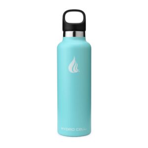 HYDRO CELL Stainless Steel Water Bottle with Straw & 2 Standard Mouth Lids (32oz 24oz 20oz 16oz) Keeps Liquids Hot or Cold w/Double Wall Vacuum Insulated Leak Proof Sport Design (Teal 24oz)