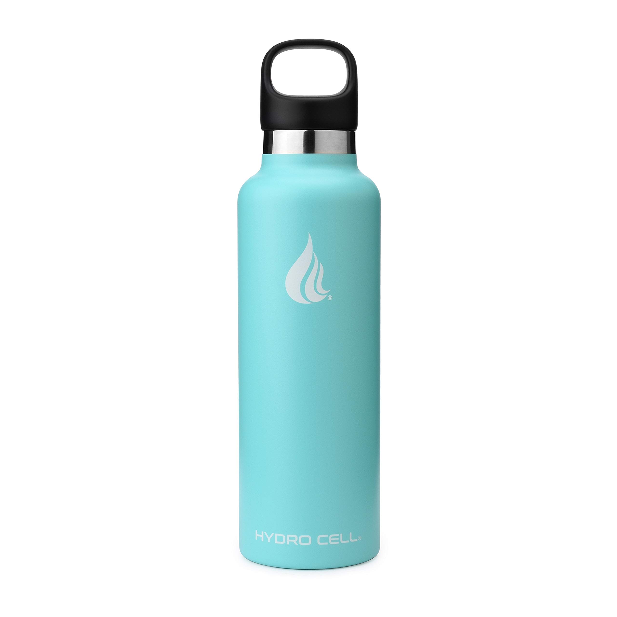 HYDRO CELL Stainless Steel Water Bottle with Straw & 2 Standard Mouth Lids (32oz 24oz 20oz 16oz) Keeps Liquids Hot or Cold w/Double Wall Vacuum Insulated Leak Proof Sport Design (Teal 24oz)