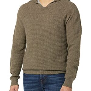 The Knitwear Lab Men's 3D Textured Hoodie Pullover Sweater Bark X-Large