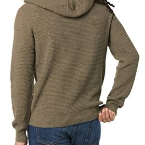 The Knitwear Lab Men's 3D Textured Hoodie Pullover Sweater Bark X-Large