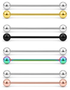 dyknasz 8pcs industrial bar earrings stainless steel 16g multicolor 32mm barbell ear cartilage piercing jewelry set