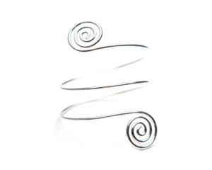 caiyao fashion upper arm bracelet cuff bangle coil bracelet simple swirl leaf armband jewelry-silver swirl