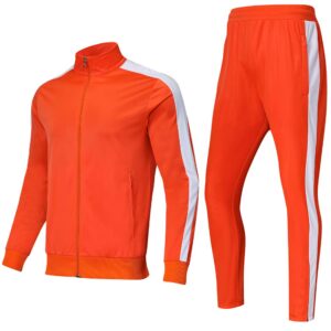 shinestone men's sport casual tracksuit warm up suit gym training wear for christmas (orange, m)