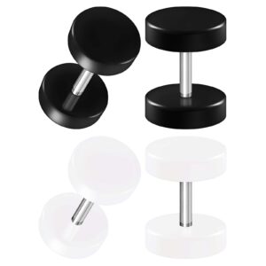 big gauges 2 pairs acrylic 16g gauge 1.2mm 8mm black white fake plugs o-rings piercing jewelry illusion ear cheater earring lobe bg2923