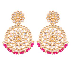 aheli ethnic indian traditional faux kundan round chandbali dangle earrings wedding party wear fashion jewelry for women