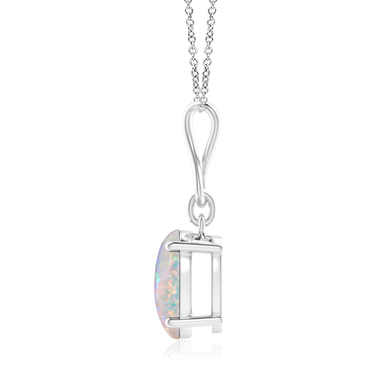 Angara Natural Opal Solitaire Infinity Pendant Necklace for Women in Sterling Silver (Grade-AAAA | 10x8mm) October Birthstone Jewelry Gift for Women | Birthday | Wedding | Anniversary