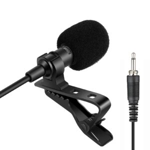 sujeetec lavalier microphone lapel microphone compatible with wireless transmitter - unidirectional condenser mic - 3.5mm screw lock plug