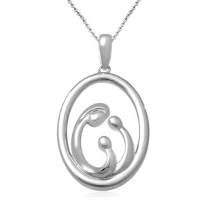 jewelili mother and 2 children necklace pendent in sterling silver with 18 inch rolo chain