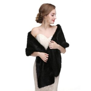 canb women's large 1920 faux fur shawl bridal wedding fur wraps and bolero faux mink shrug for women