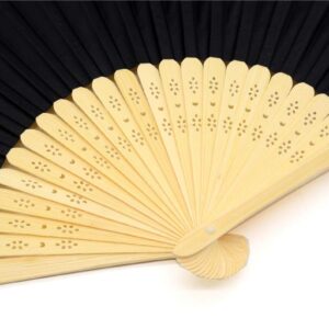 Leehome Folding Hand Fans for Women - 12pcs Silk Bamboo Chinese Japanese Handheld Fan - for Church Wedding Gifts, Party Favors, DIY Decorations. (Black)