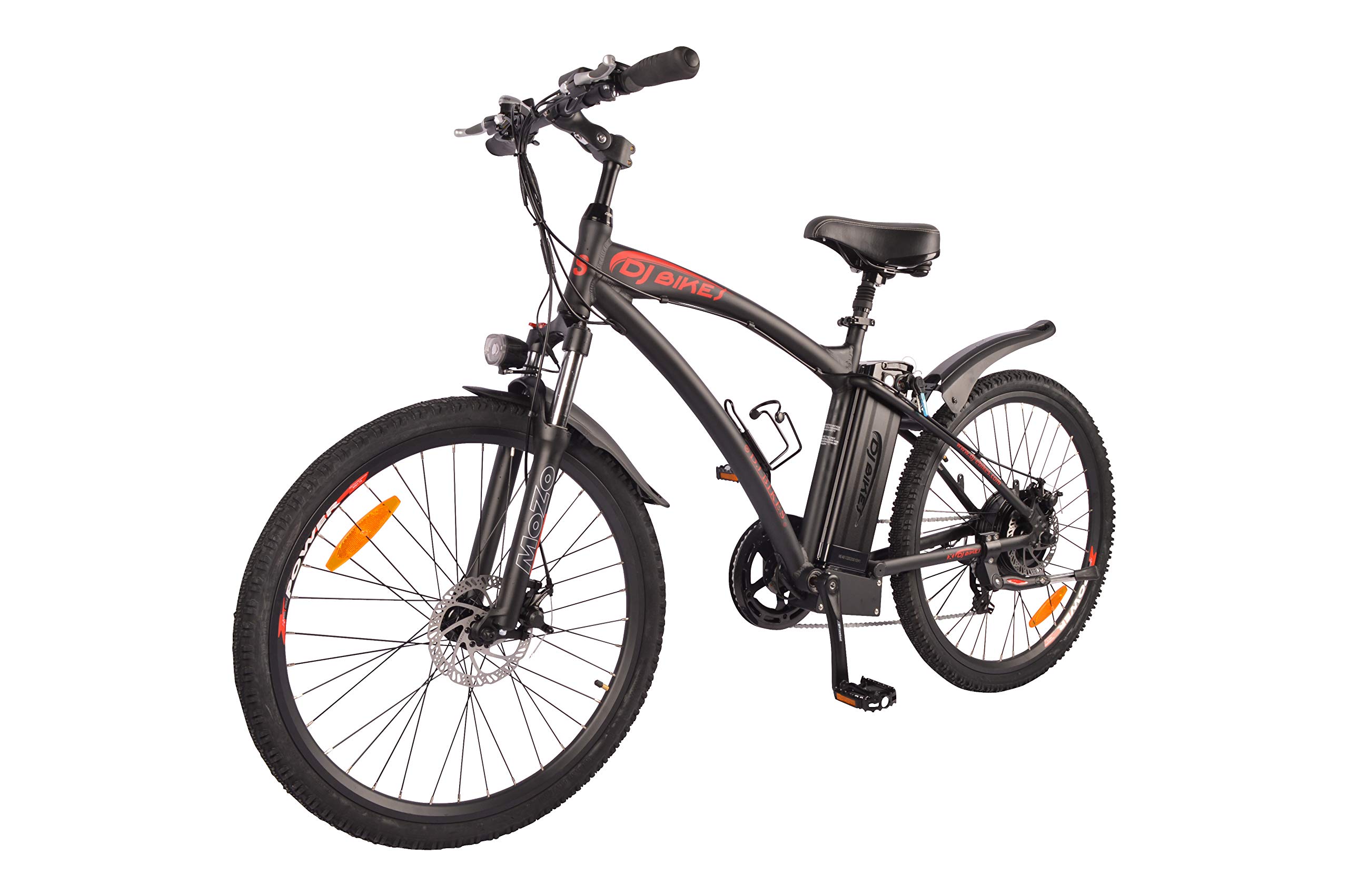 DJ Mountain Bike 750W 48V 13Ah Power Electric Bicycle, Matte Black, LED Bike Light, Fork Suspension and Shimano Gear