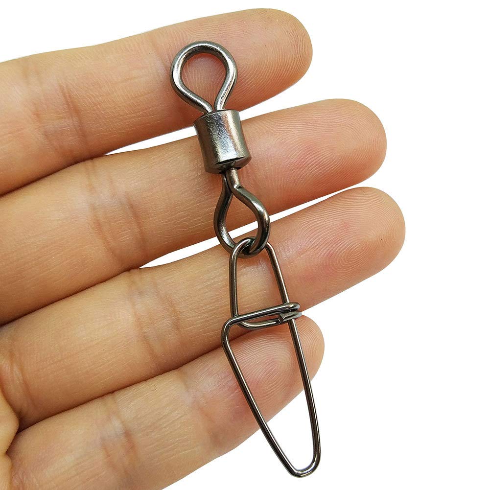 Unclesport 100pcs Fishing Rolling Swivels Coastlock Snap Freshwater Ice Fishing Tackle Bass Fishing Tools 12#-0.67"/11LB