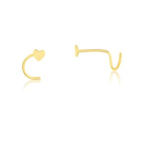 carol jewelry 18k solid yellow gold tiny nose stud bone l shape heart 2.5 mm shaped nose piercing