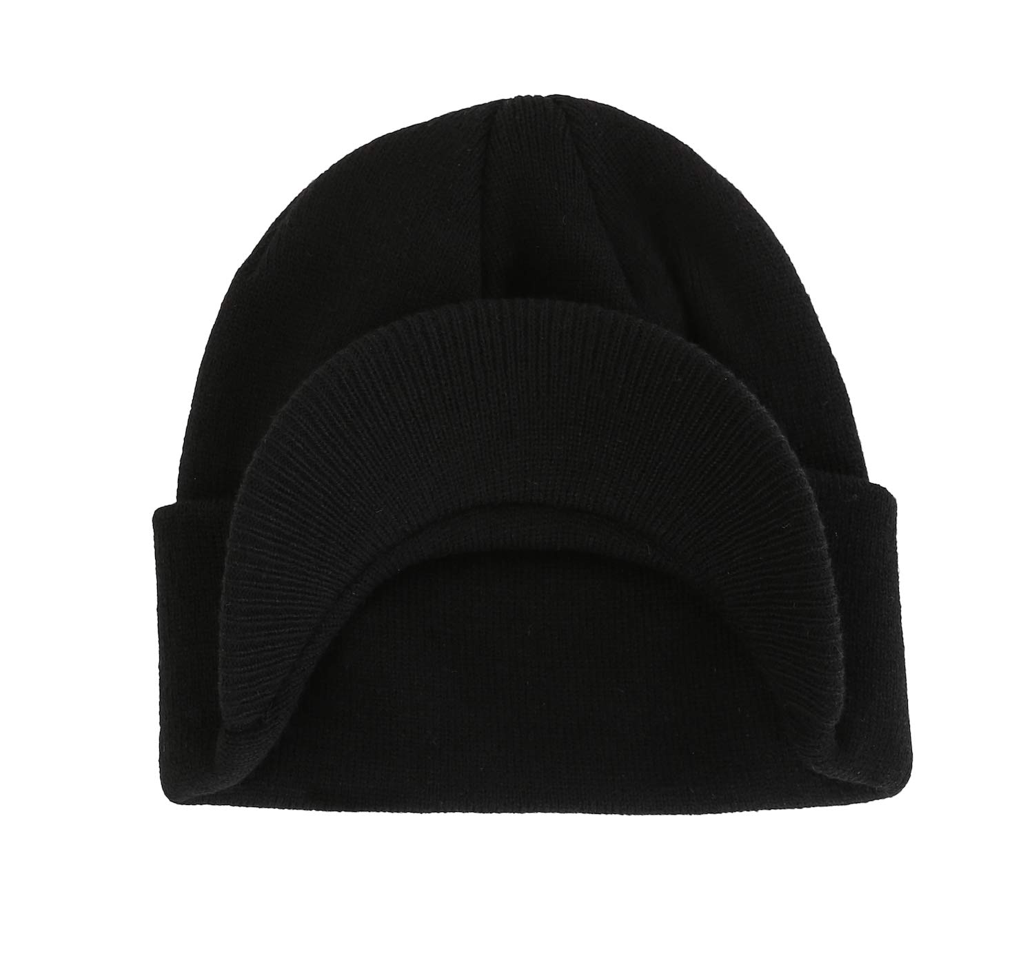 Home Prefer Men's Beanie Hat for Winter Knitted Hat with Bill Daily Beanie Cap Black