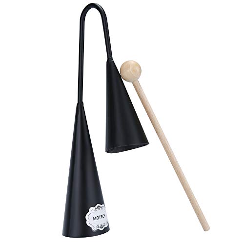 Agogo Bell, Two Tone, Traditional Latin Percussion Instrument with Wooden Stick